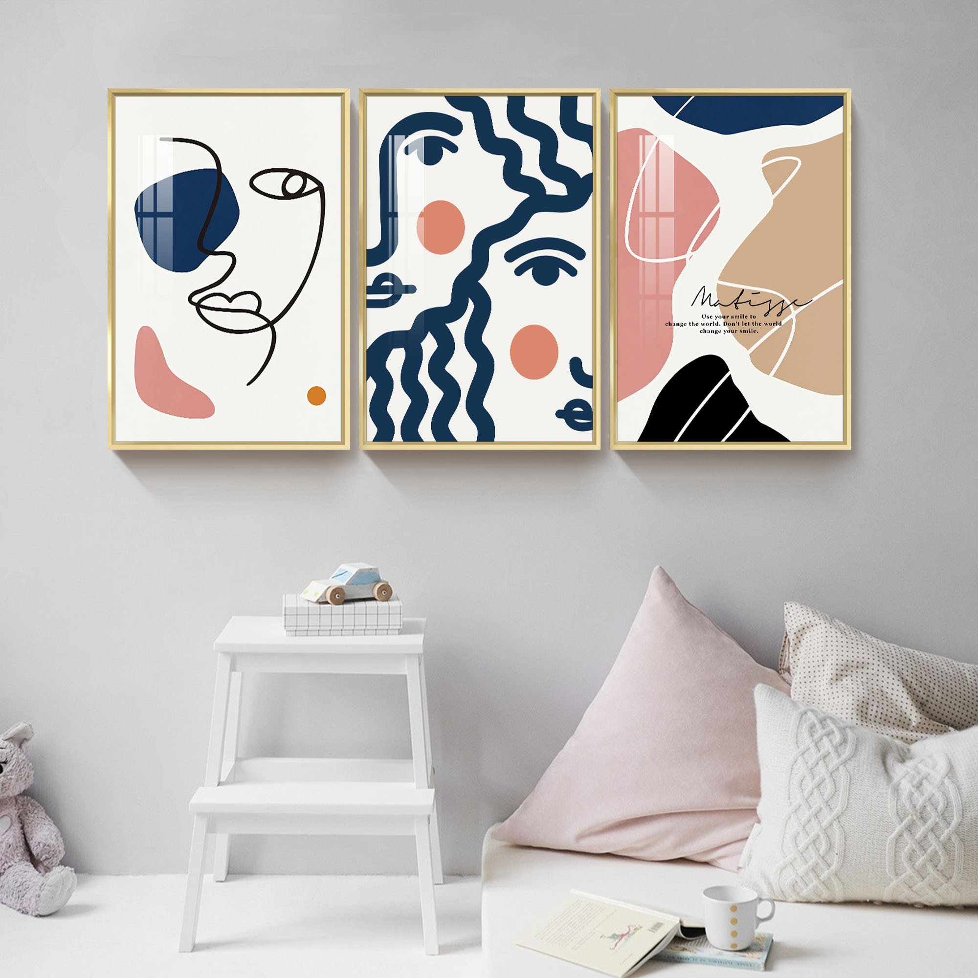 Ivy Bronx Abstract Lines And Shapes Canvas Wall Art Modern Art Print 3 ...